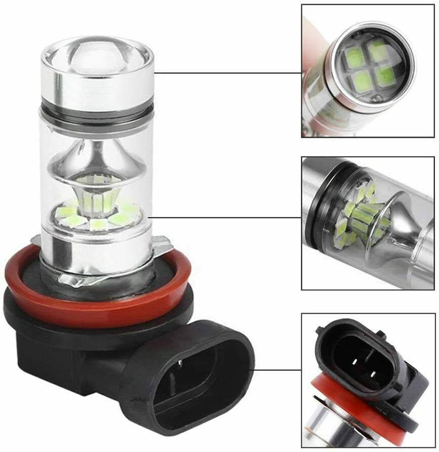 2x LED Fog/Driving Light Bulbs H8 H16 H11 Fog Light White 1000W High ...