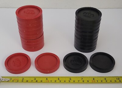 Large Plastic Checkers 12 Red And 12 Black - 24 Pieces | eBay
