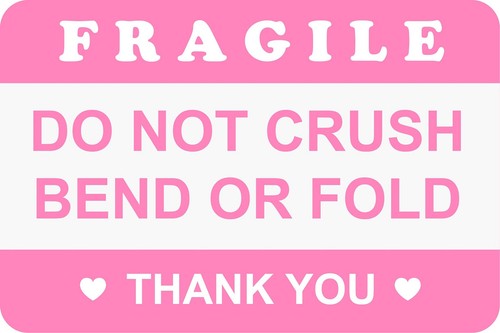 2"x3" 100PCS Pink Fragile Do Not Crush Bend or Fold Handle with Love ...