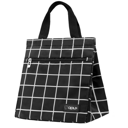 Checker Plaid Black Lunch Bag, Fits 12 Cans, Insulated, Women, Girls ...