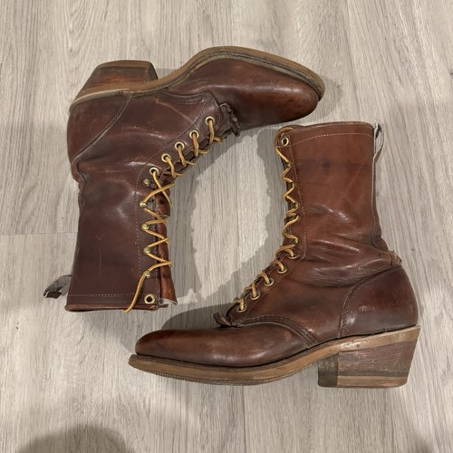 Vintage Chippewa Western Packer Kiltie Boots Brown Leather Mens Size 8 ...