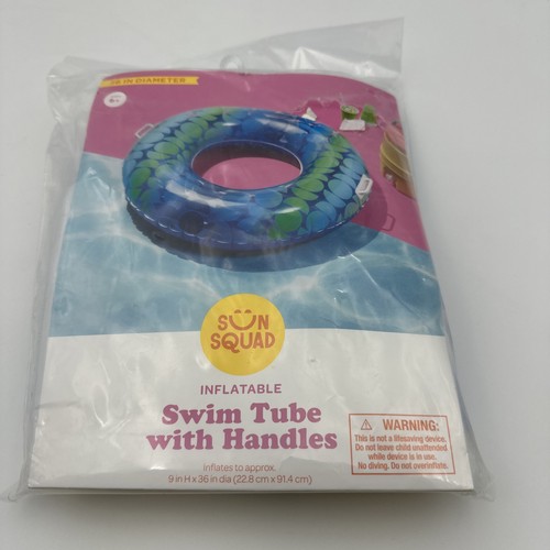 Sun Squad Swim Tube with Handles 36" Dia Geometrical Blue & Green Clear ...