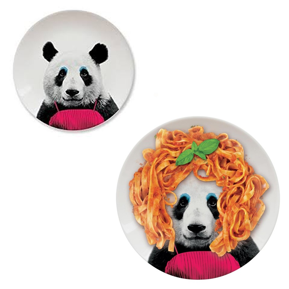 Dining Plates - Funny Animals Mustard Wild Dining Tableware and Water ...