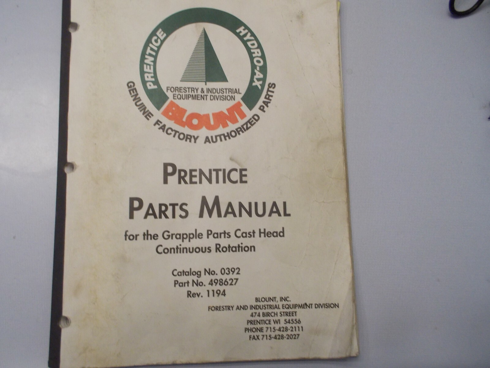 Prentice Hydro Ax Grapple Parts Cast Head Continuous Rotation Parts ...