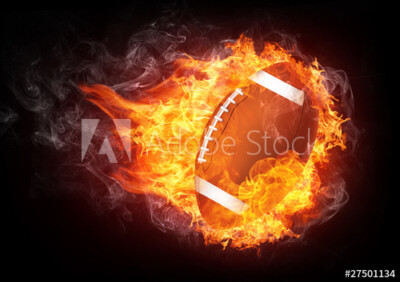 Vinyl Wall Decal, Football on fire, Large 18 X 24 inch, Full Color ...