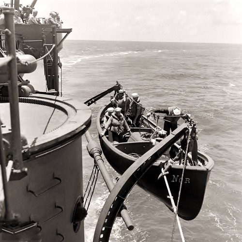 WW2 WWII Photo USS Northampton CA-26 Lowering Boat US Navy World War ...