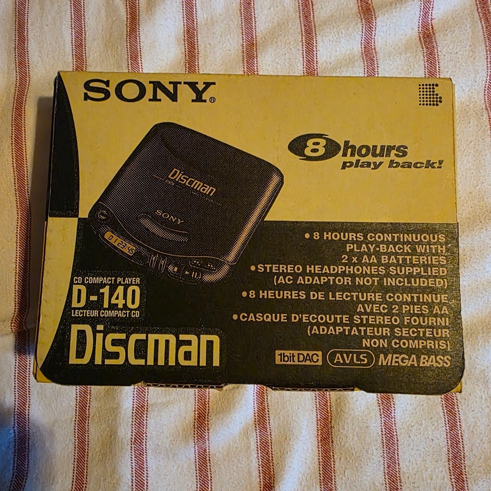 Vintage Sony D-140 Discman Black Personal CD Player still boxed never ...