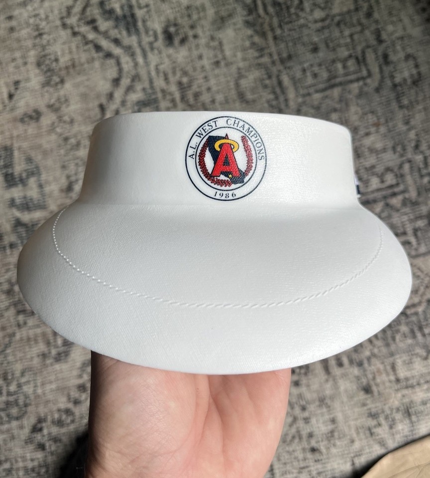 Vintage California ANGELS 1986 AL West Champions White Visor Polaroid ...