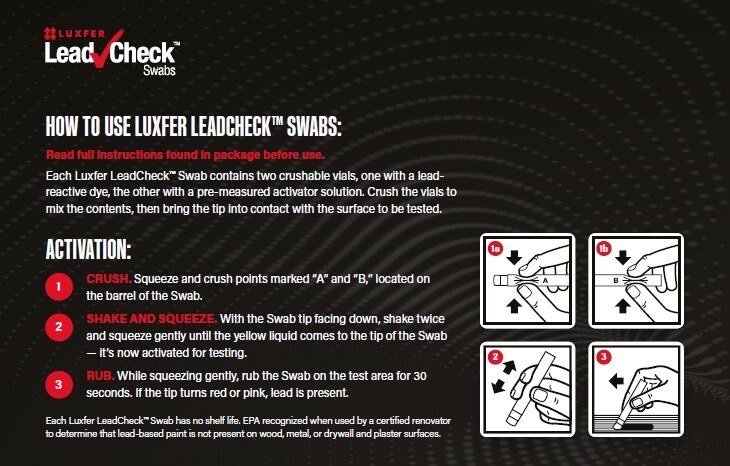 LeadCheck Swabs, Instant Lead Test- Red Means Lead!- Blister Pack | eBay