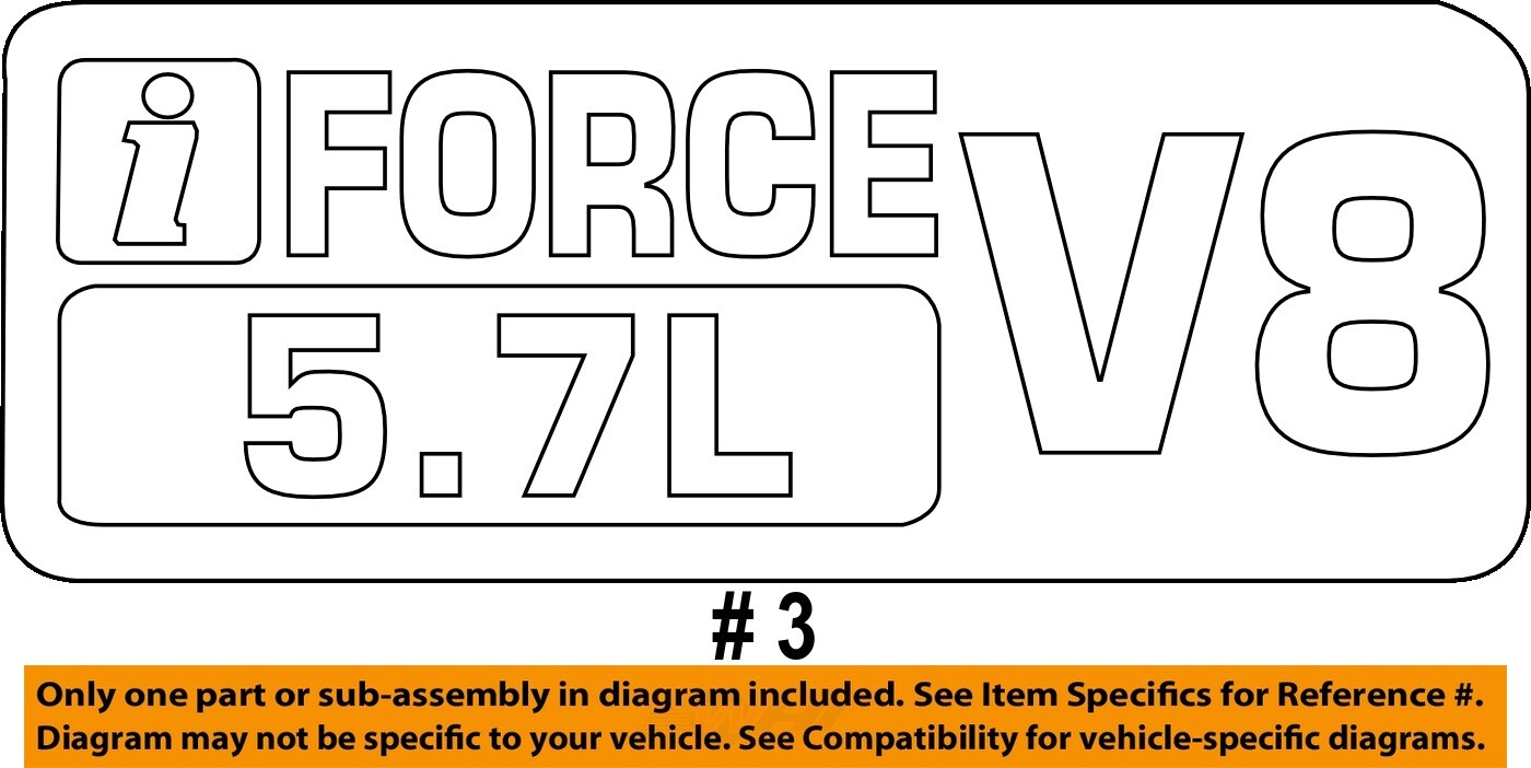 Toyota Sequoia Chrome iForce 5.7l V8 Emblem 08-14 Badge OEM Rear ...