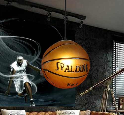 Creative Basketball Pendant Lamp Glass Ceiling Lights Chandeliers ...