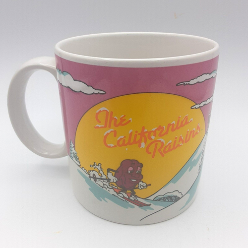 Vintage California Raisins Christmas Coffee Mug Cup 1980's Snow Skiing ...