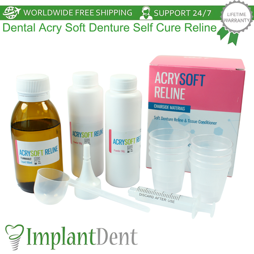 Soft Reline Denture Tissue Conditioner Full Kit Dental Self Cure Pink ...
