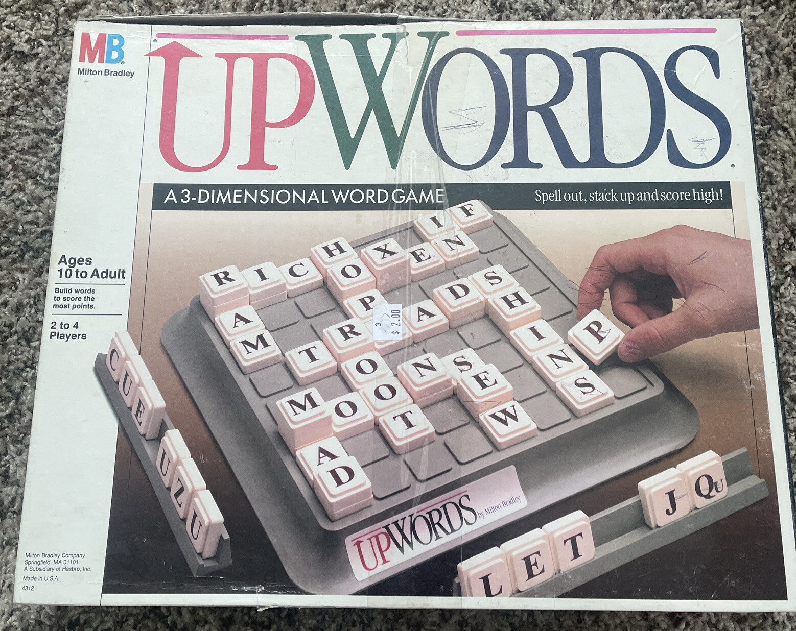Upwords Board Game Milton Bradley 1988 Vintage Up Words 3D Dimensional ...
