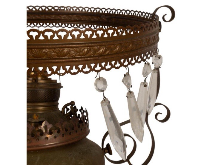 Vintage Antique Victorian Hanging Oil Parlor Library Lamp | eBay