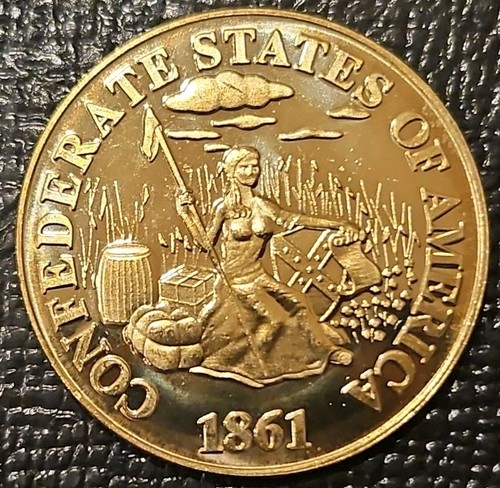 1861 CONFEDERATE STATES OF AMERICA TOKEN $20 GOLDEN CSA MEDAL CIVIL WAR ...