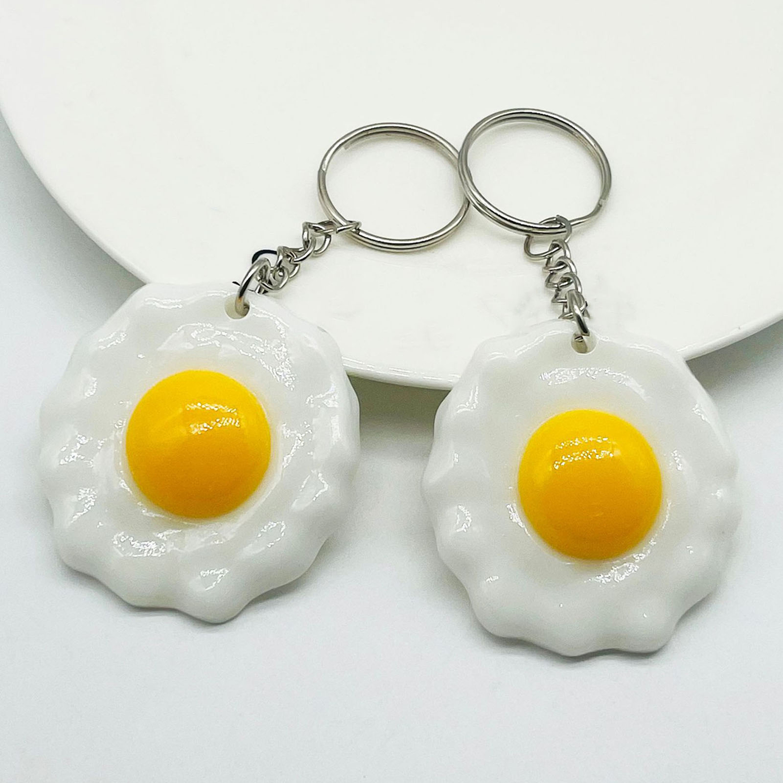Fried Egg Keychain Resin Gift Bag Ornament Egg Sheet Keychain Pendant ...