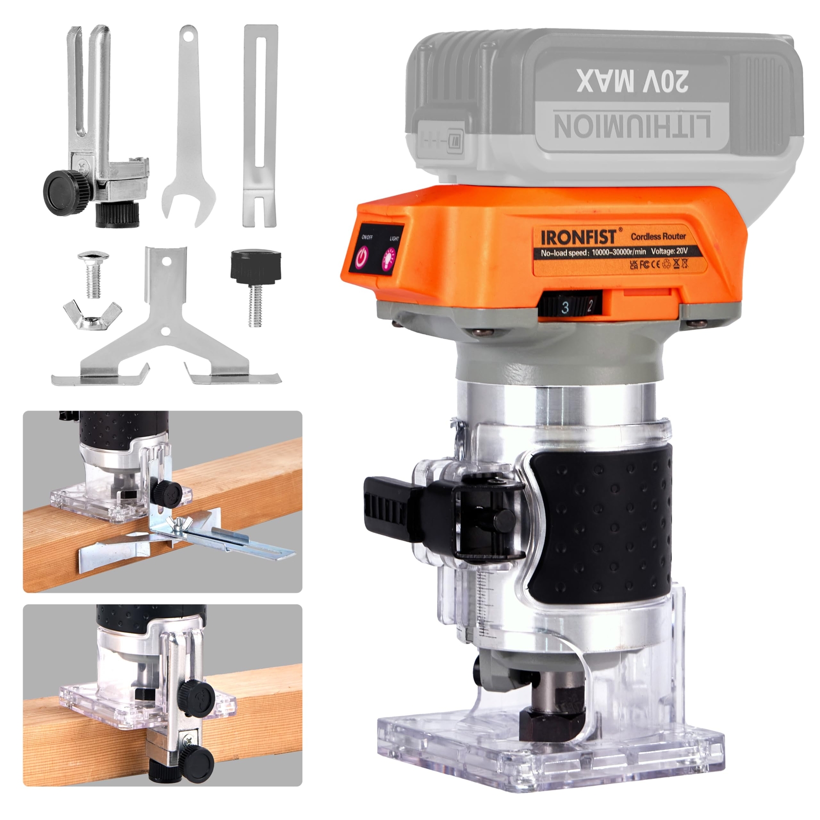 Cordless Palm Router for 20V MAX Battery, Woodworking Trimmer/ NO Battery