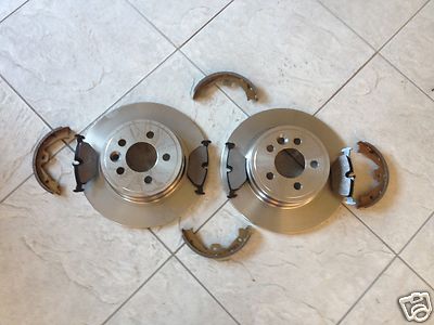 ROVER 75 MG ZT 01- TWO REAR SOLID BRAKE DISCS & BRAKE PADS 4 HAND BRAKE ...