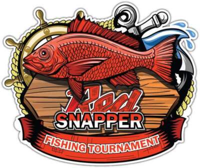Red Snapper Fishing Tournament Fish Car Bumper Window Locker Sticker ...
