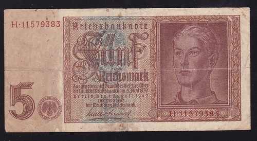 GERMANY ----- WW2 --- 5 REICHSMARK 1942 ---- F ----- | eBay