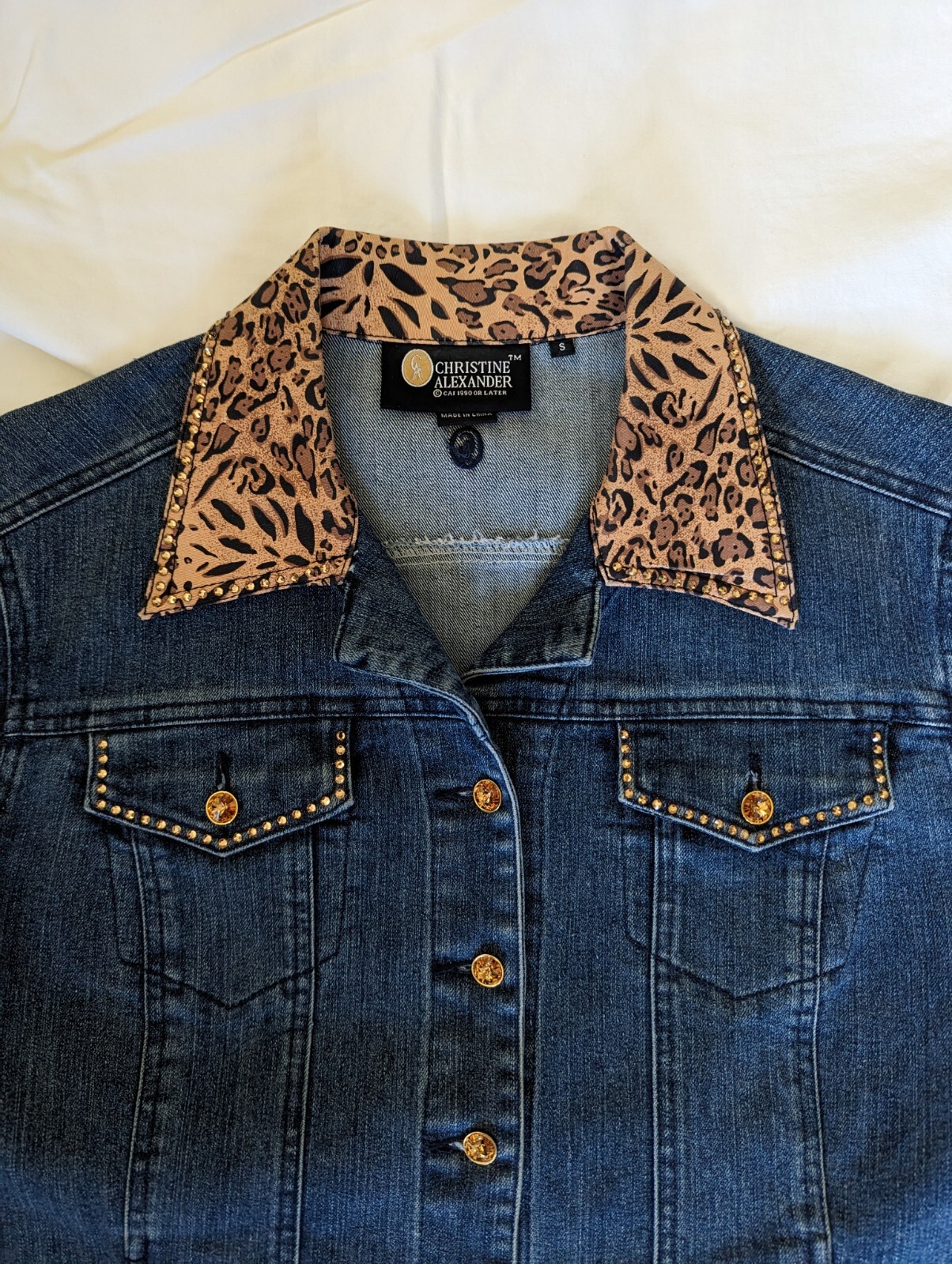 Y2K Christine Alexander Denim Jacket Swarovski Crysta… - Gem