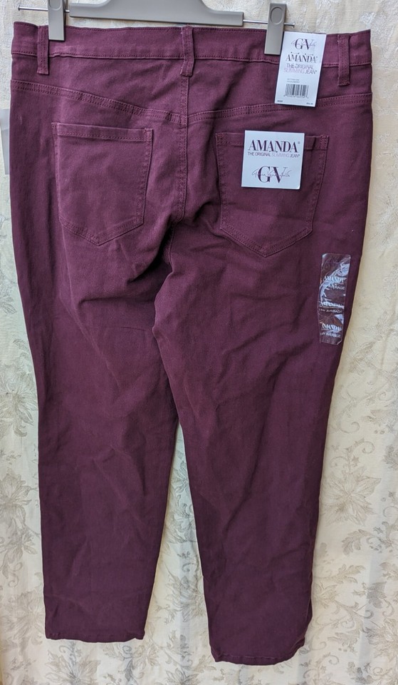 Gloria Vanderbilt Amanda Fit Maroon Denim Jeans Size 14W 20W 22W 24W ...