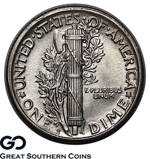 1918-S Mercury Dime, Full Split Bands, Sharp & Lustrous Solid Gem BU++ ...