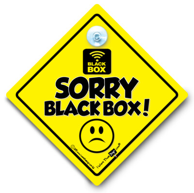 Sorry Black Box Car Sign, Baby On Board Style Suction Cup Sign Black ...
