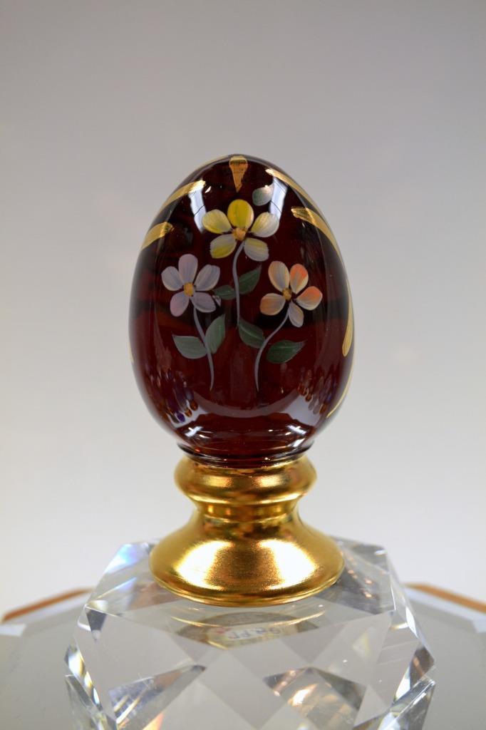 FENTON EGG Ruby Red 14K GOLD Oriental Mums #d 172 5140D3 MIB ...