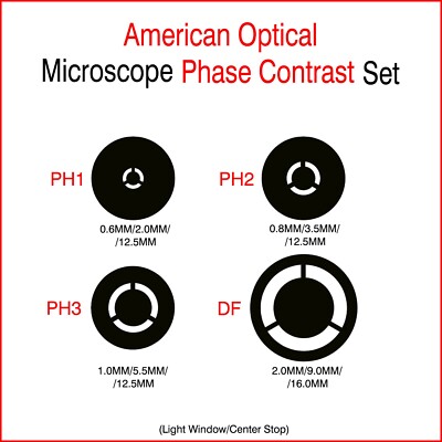 Phase Inserts For American Optical Microscope - 12.5mm / 16mm Diameter ...