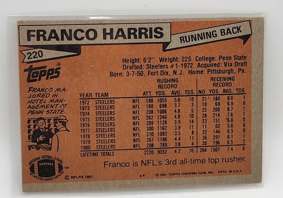 1981 Topps - #220 Franco Harris | eBay
