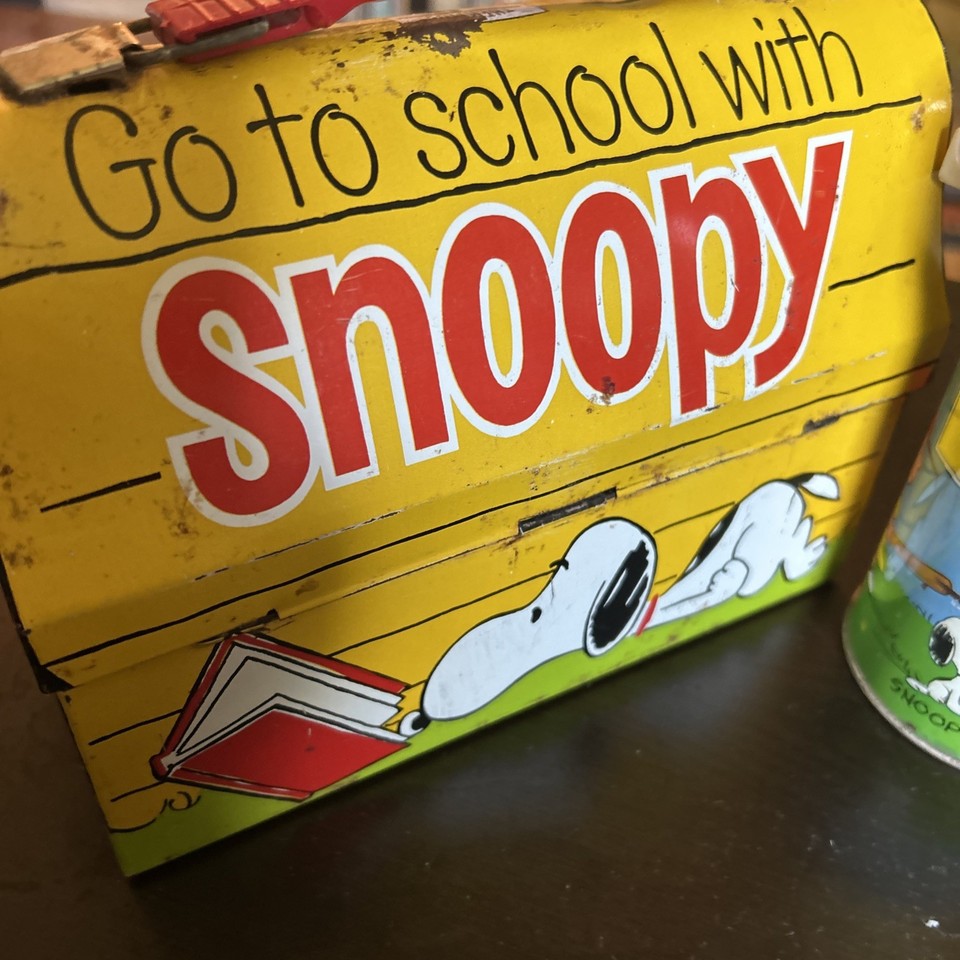 1968 Peanuts have Lunch with GO TO SCHOOL WITH SNOOPY LUNCH BOX with ...