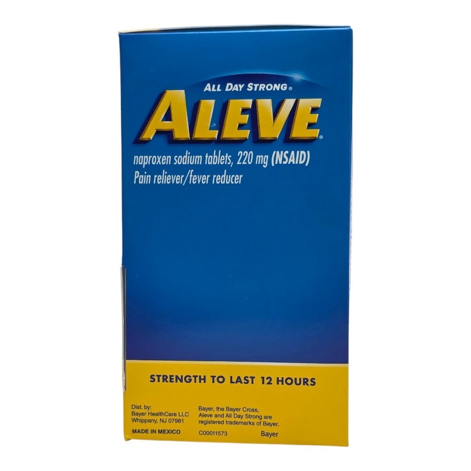ALEVE Pain Reliever, 60 - 1 Caplet Pouches, Dispenser, Fever Reducer ...