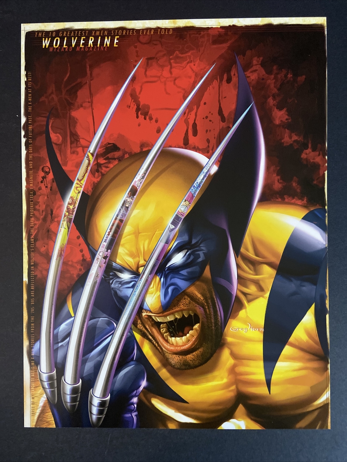 Wizard Magazine Wolverine COVER Marvel Comic Book Poster 9x12 Greg Horn ...
