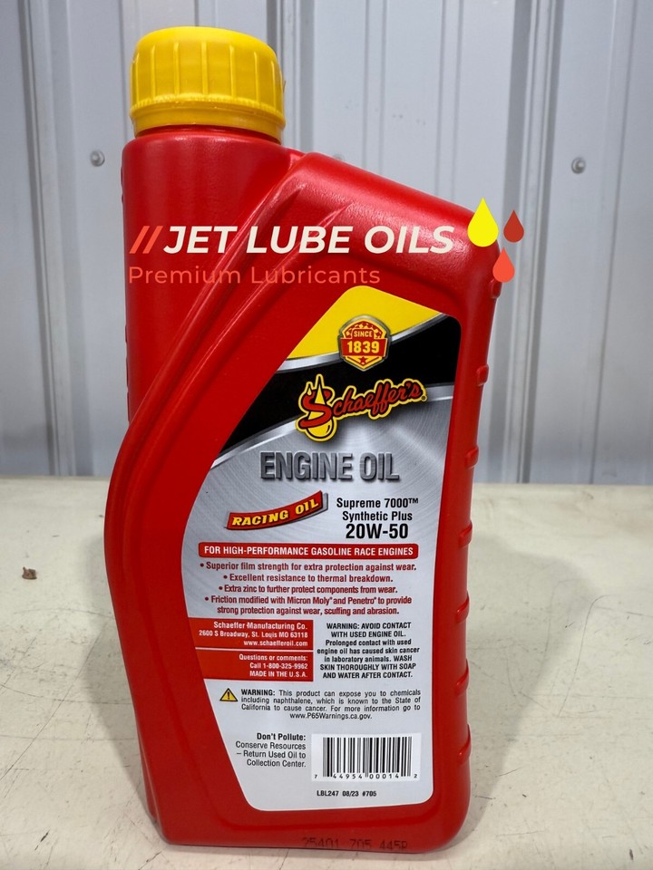 Schaeffer's 705 20w-50 Supreme 7000 Synthetic Plus Racing Oil 6 Quarts ...
