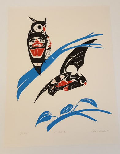 Robert Sebastian NW Coast native art LE serigraph print BC Owls The ...