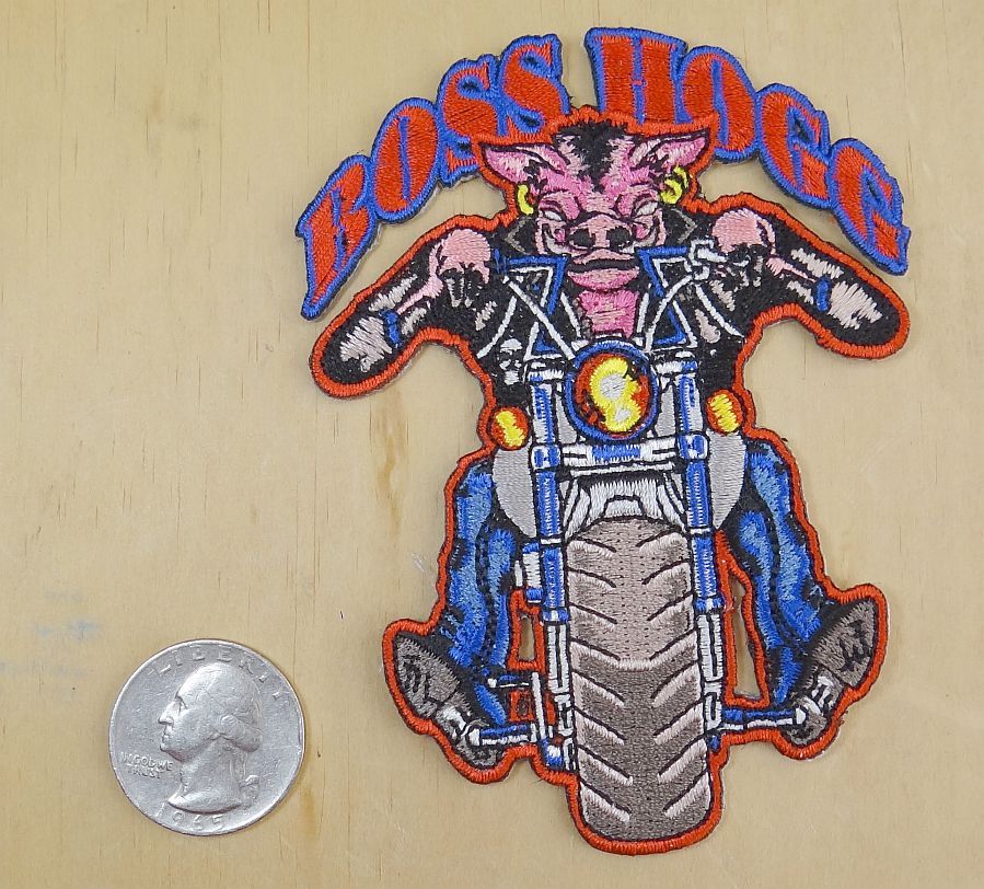 BOSS HOGG BIKER IRON-ON / SEW-ON EMBROIDERED PATCH 4 " X 3 " | eBay