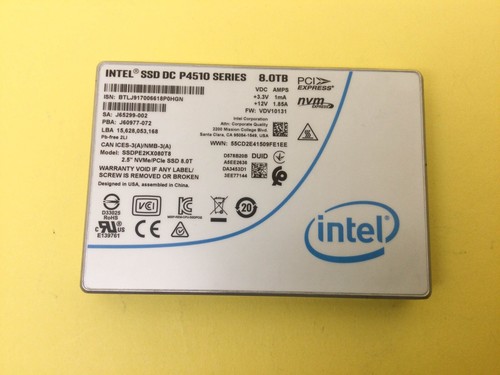 Intel DC P4510 Series 8TB NVMe PCIe 2.5in U.2 SSD SSDPE2KX080T8 | eBay