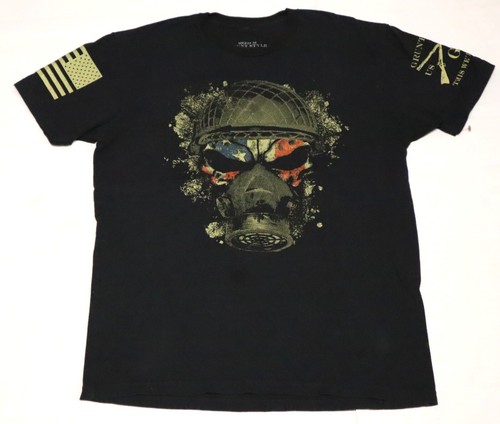 Grunt Style Soldier American Flag Gas Mask Men's Black T-Shirt Size M ...