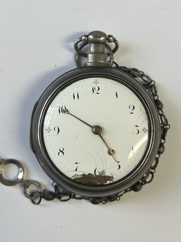 Vintage Silver Pocket Watch London 567 Peter Bedell With Chain And Key ...