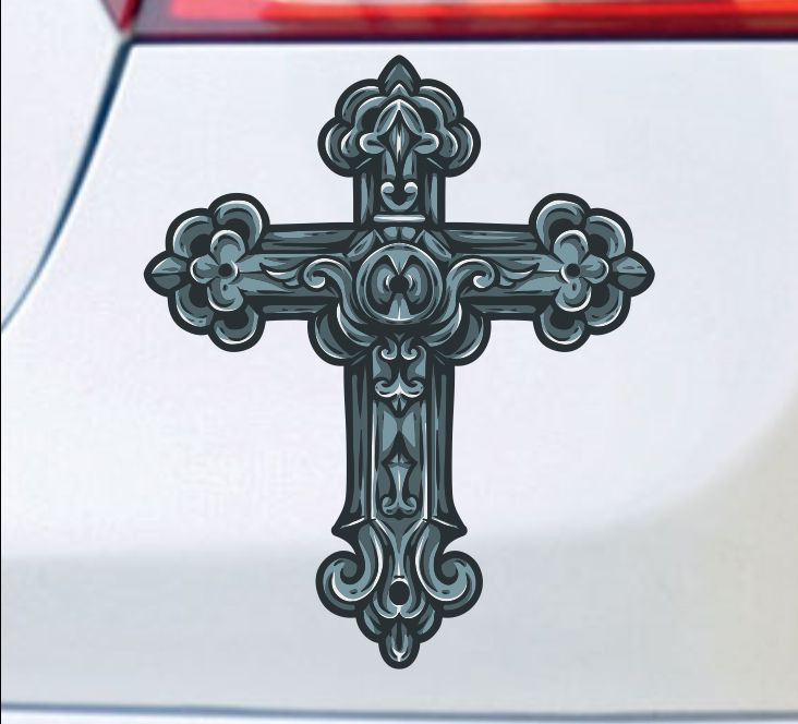 Cross Bumper Sticker Vinyl Decal Car Van Christian Jesus Christ Bible ...