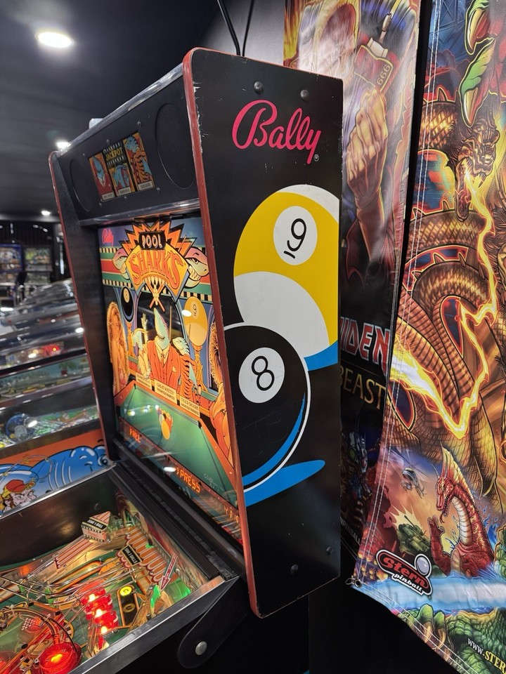 Pool Sharks Pinball Machine Bally 1990 LEDS Orange County Pinballs FREE ...