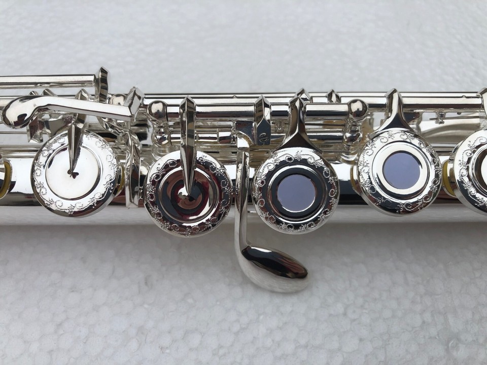 Professional 17 Open Hole Silver-Plated Carved Flute French Key E Key B ...
