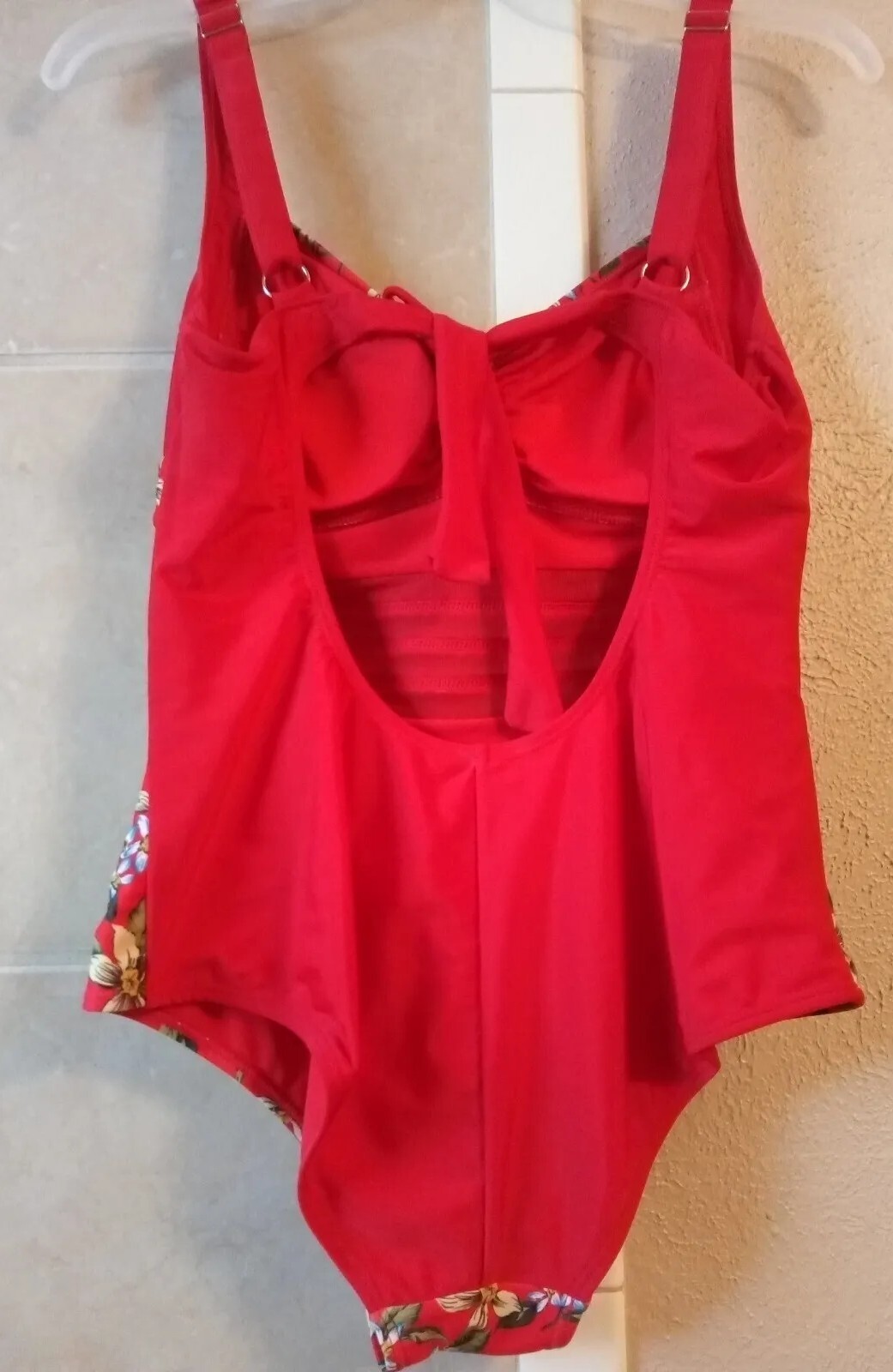 Zulily Doris Red Floral Cutout-Back One-Piece Swimsuit-Adjustable ...