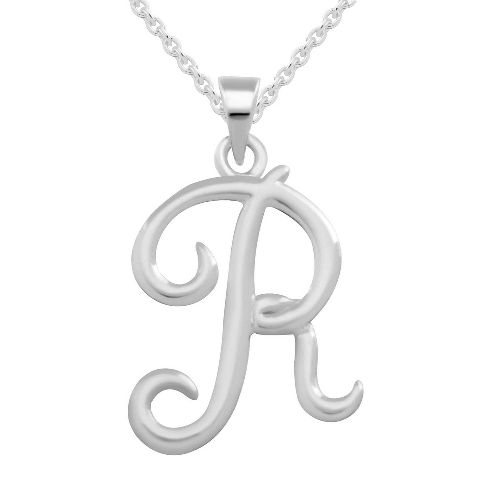 Letter R Charm Necklace 14K White Gold Plated Silver Capital Initial A ...