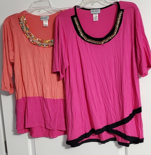 Lot Glitterscape BLING Multicolor 3/4 sleeve colorblock Stretch Knit ...