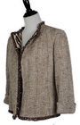 Louben Canada~Women US 8~Tweed Fringed Lined Open Front Career Blazer ...