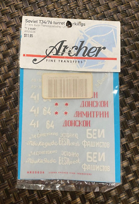 ARCHER FINE TRANSFERS SOVIET T34/76 TURRET MARKINGS WII MODEL KIT ...