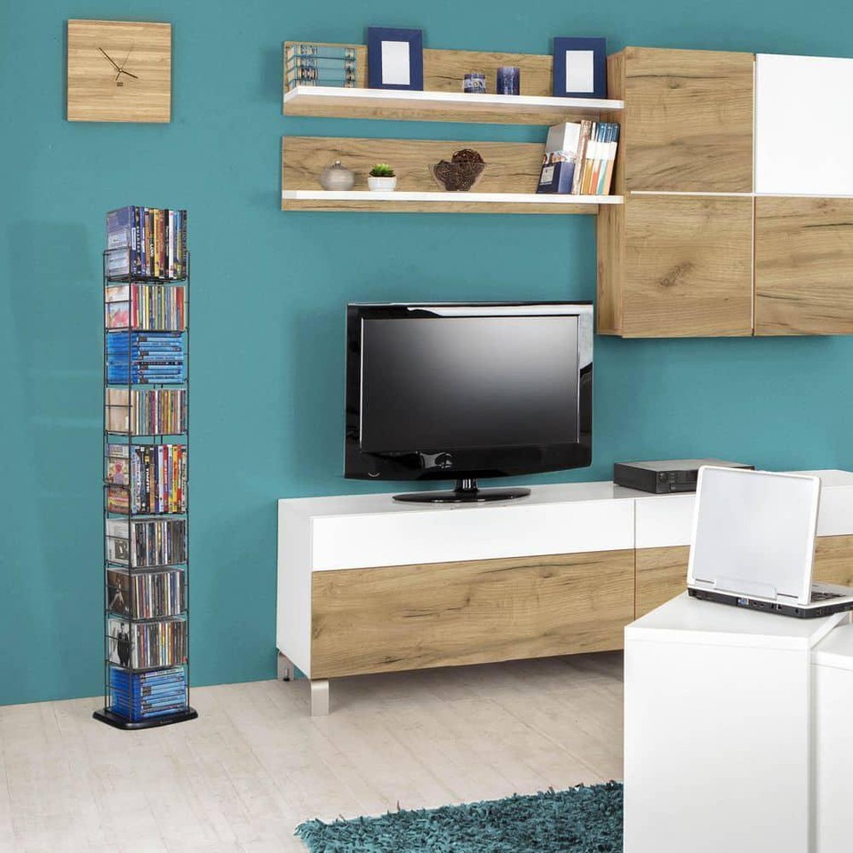 Atlantic Media Storage Tower CD DVD Black 8-Shelves Heavy Gauge Steel ...